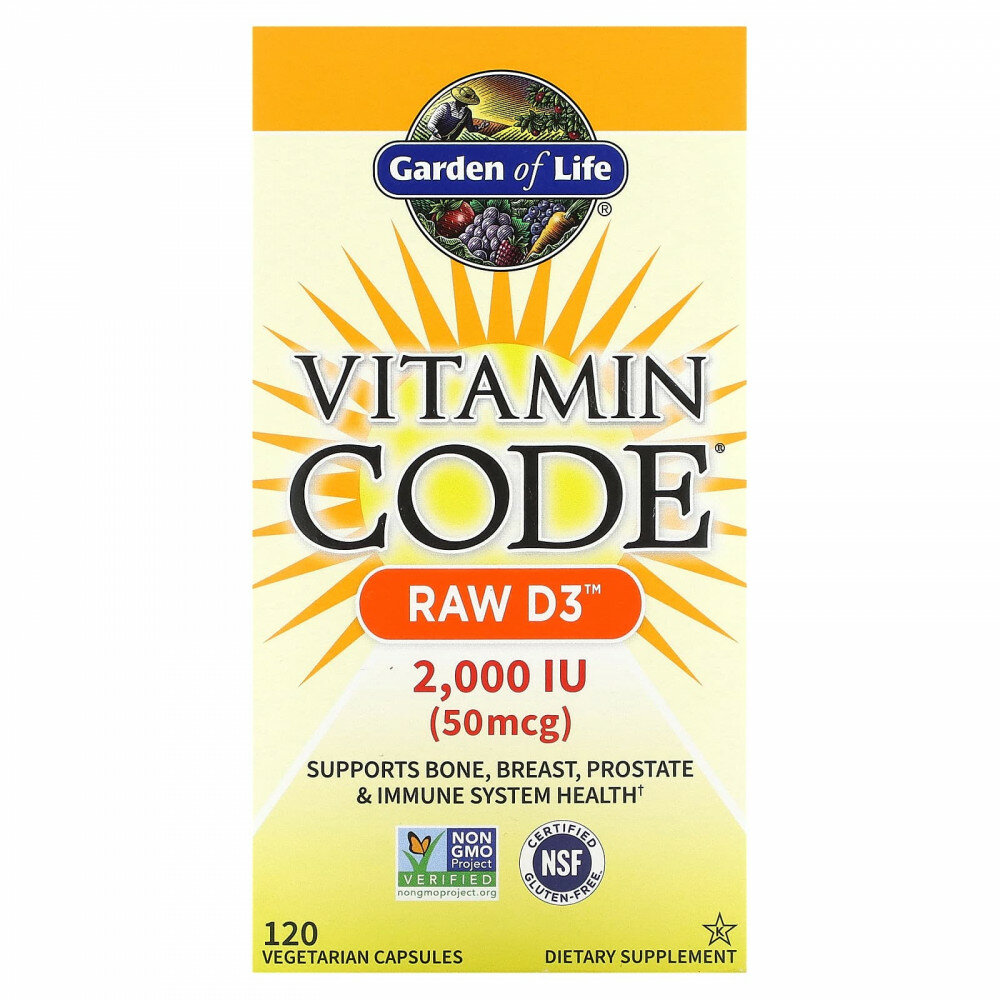 Garden of Life, Vitamin Code®, RAW D3™, 120 вегетарианских капсул