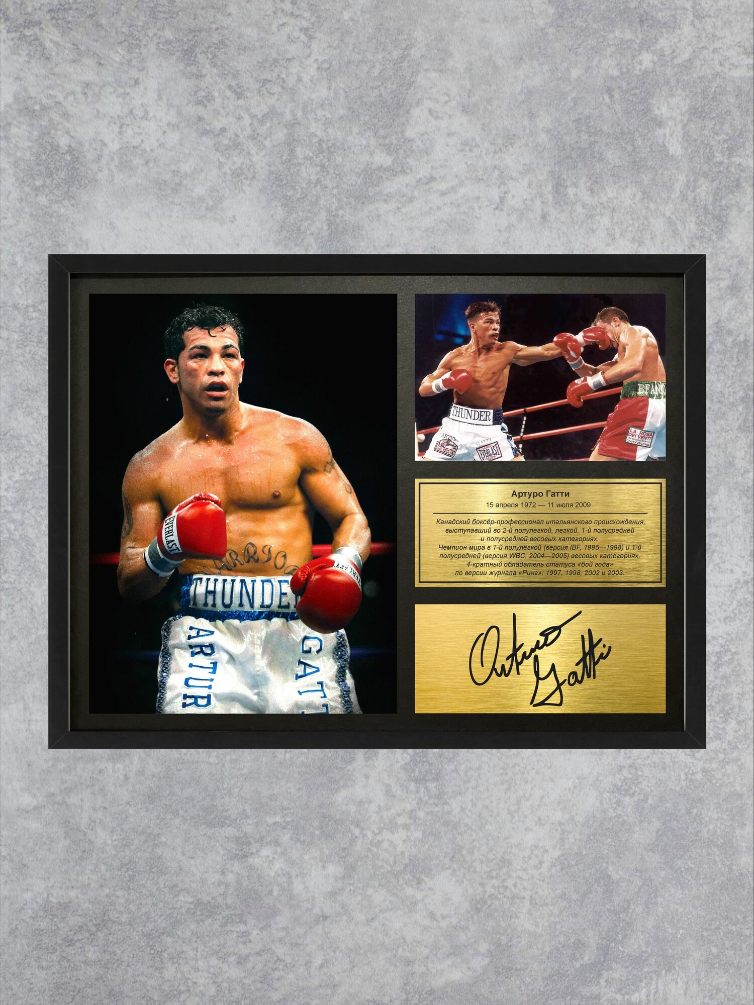 Артуро Гатти панно с автографом 33х43см