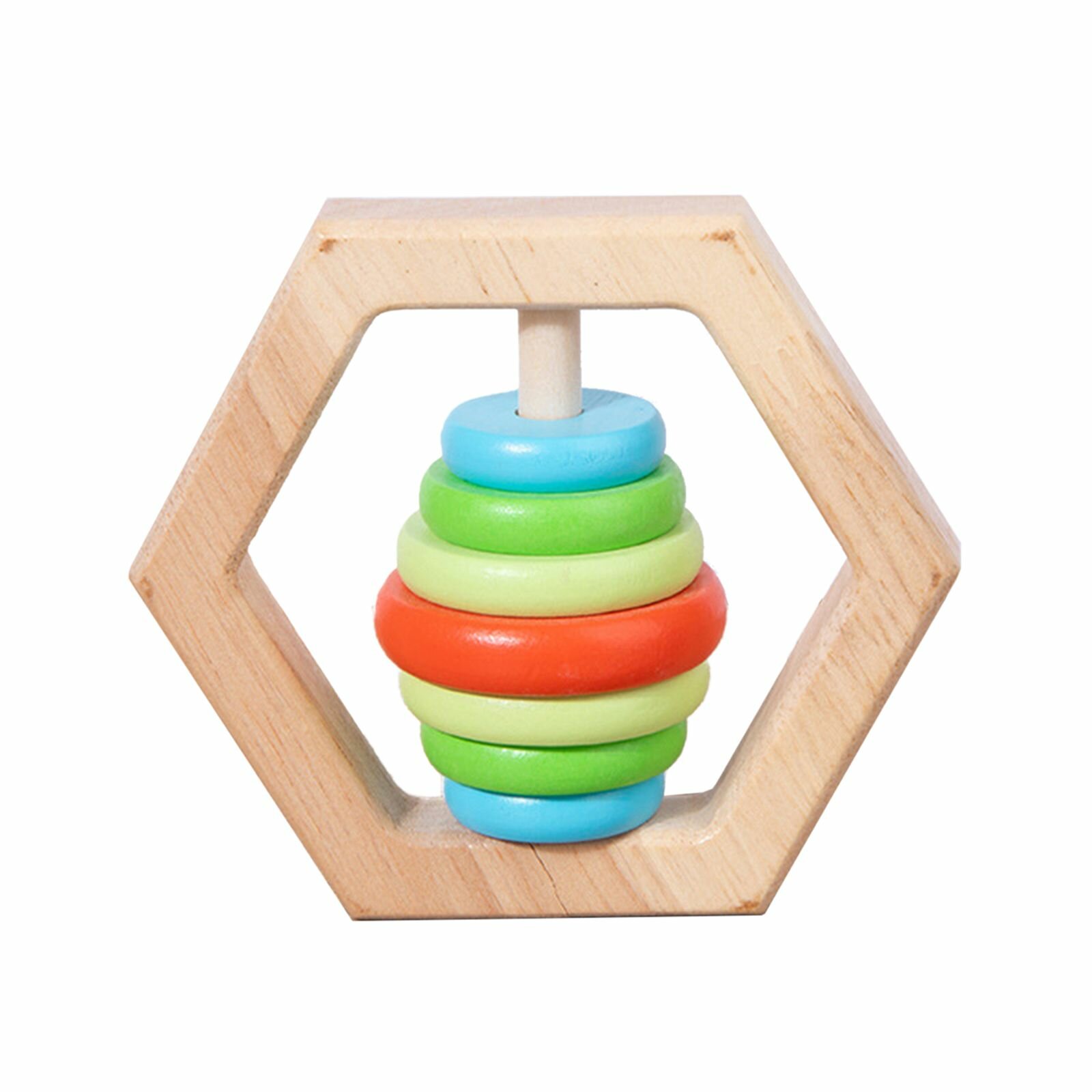 (1 шт.) Детская деревянная успокаивающая погремушка-7 цветов