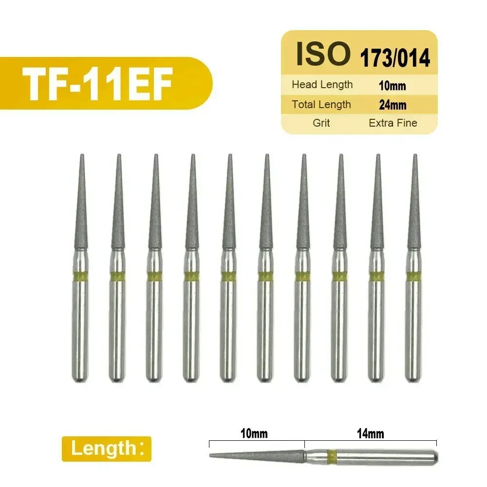 Алмазные боры HussanDental TF-11EF, Extra Fine, 10 шт.