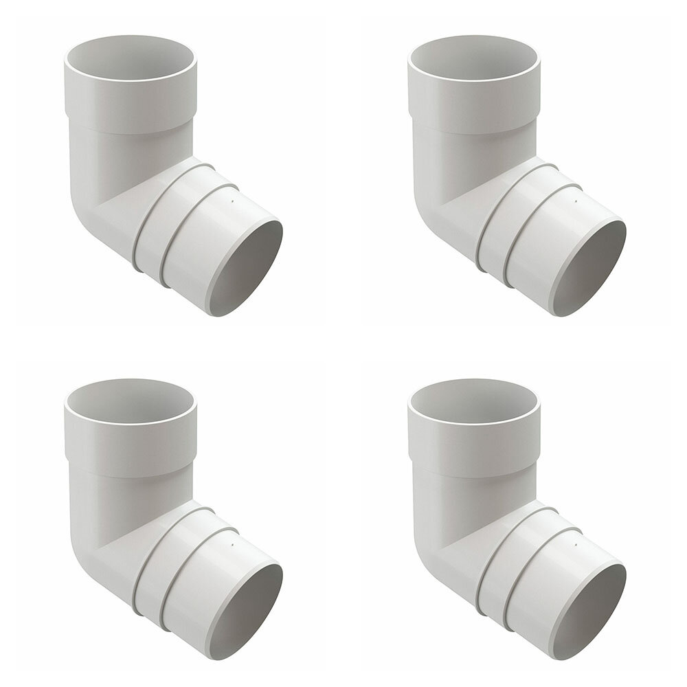 Колено трубы пластиковое d85 мм 72° пломбир RAL 9003 (4 шт.)