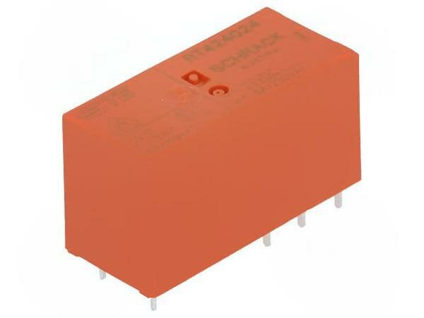 Реле электромагнитное TE Connectivity RT424024 DPDT 24ВDC 8A/250В AC, 8A/30В DC, 1 шт