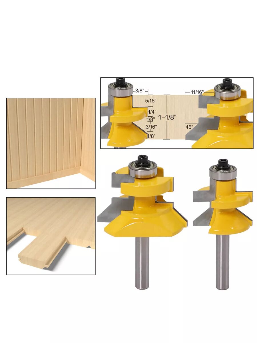 Набор фрез для изготовления вагонки, хвостовик 8 мм.