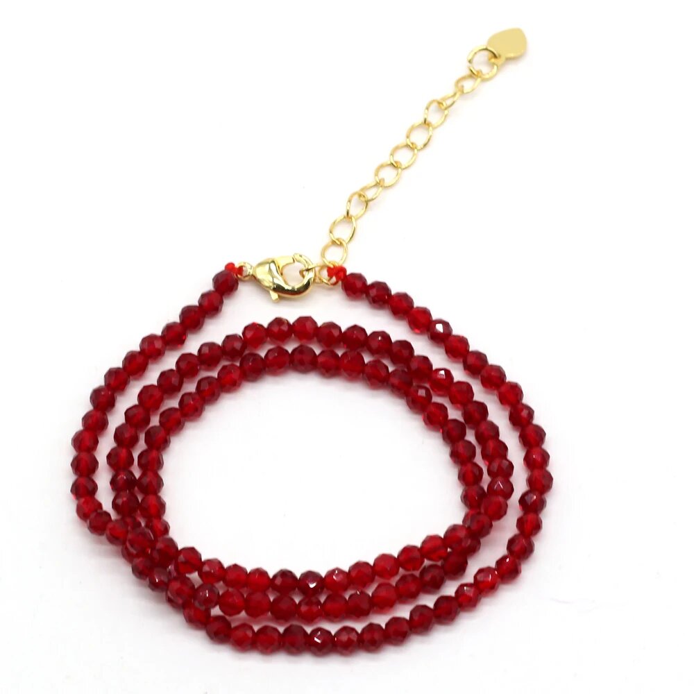 Шпинель и бусины, ожерелье-чокер Бордовый, Темно-красный