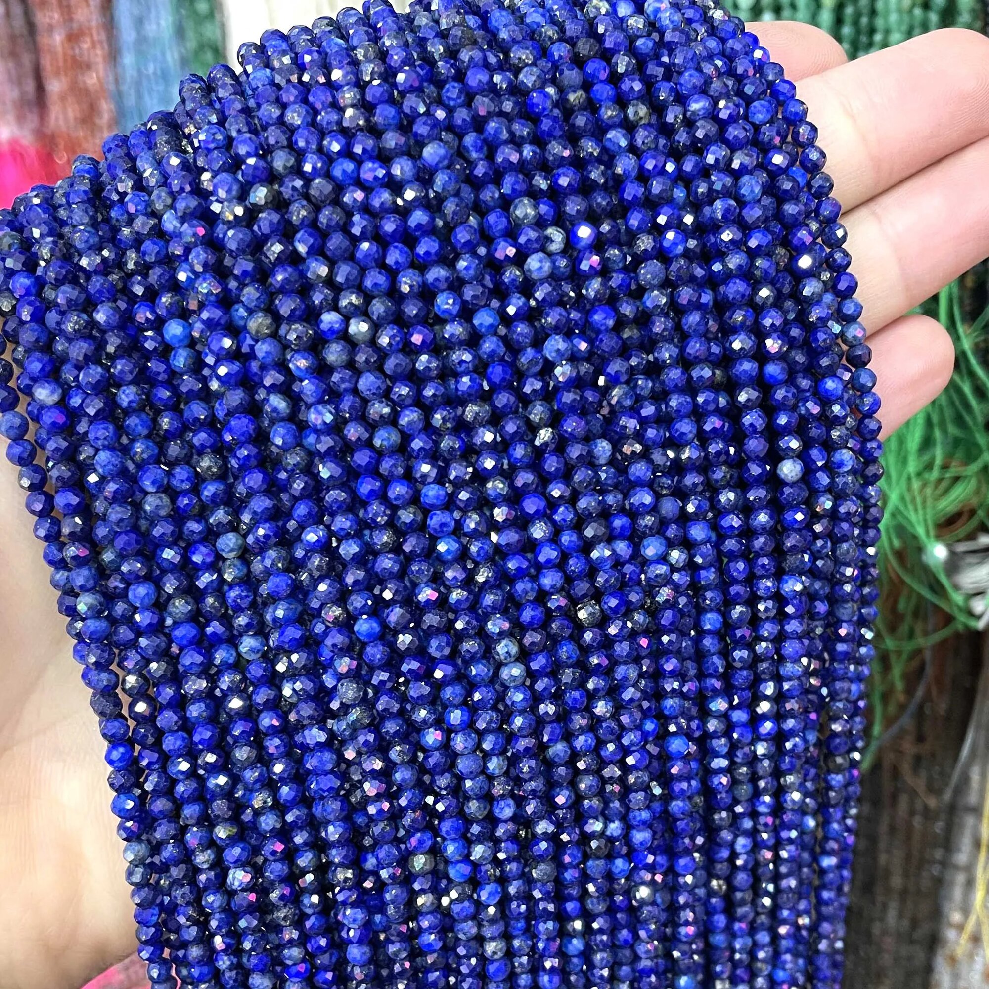 Натуральные граненые бусины SYSRXLR Лабрадорит, Агат, Темно-синий, 2mm 170pcs beads, Lapis lazuli