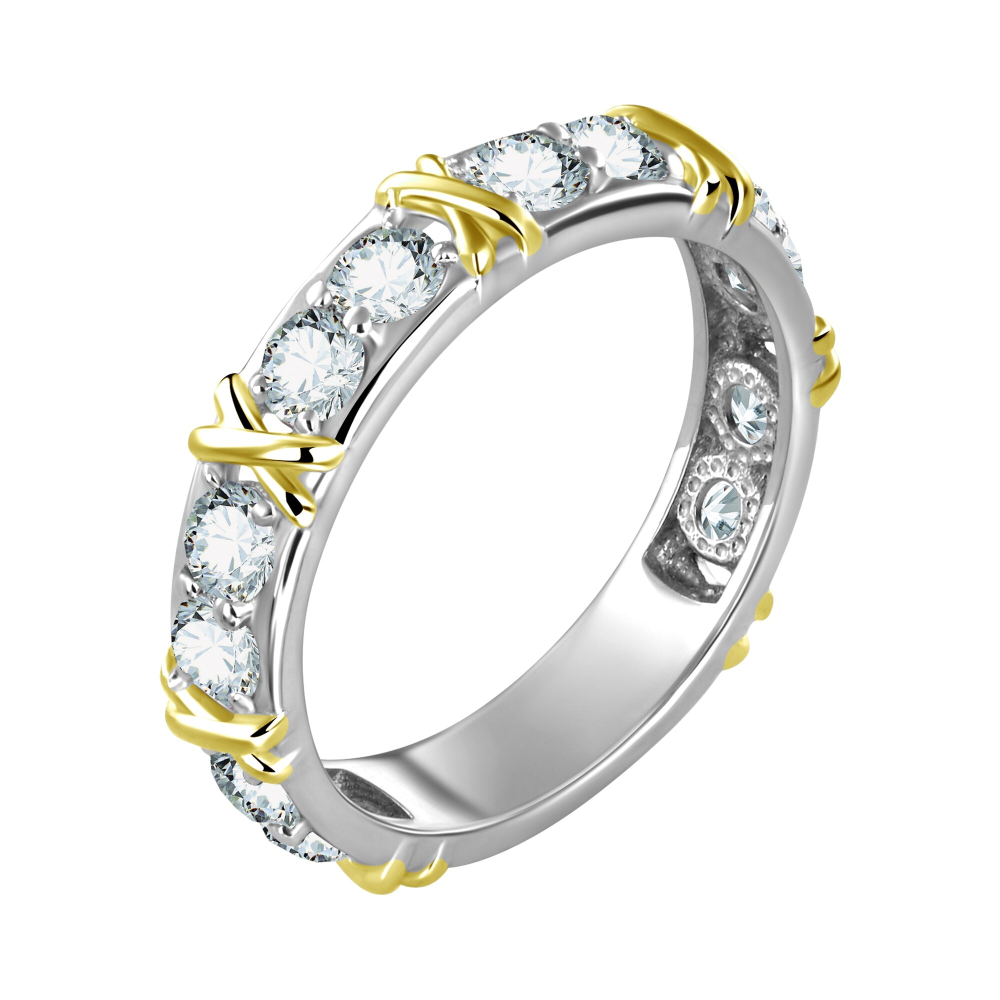 Кольцо дорожка, серебро, 925 проба, родирование, фианит