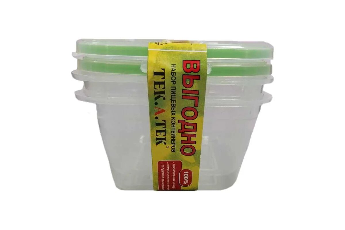 Тек-А-Тек квадратный набор пищевых контейнеров ECONOM SE-H16-02, 2 шт по 500 мл