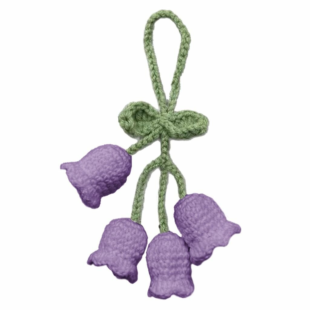 Цепочка-подвеска с цветочными колокольчиками, связанная крючком ручной работы