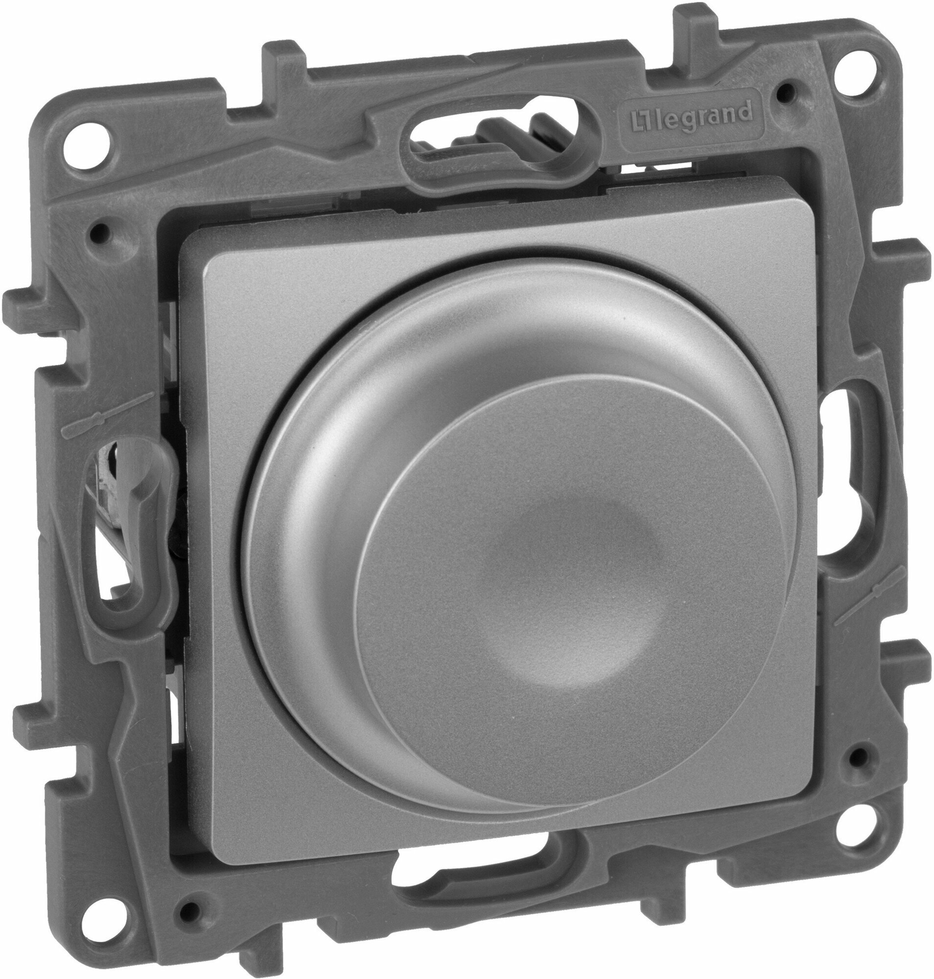 Диммер (светорегулятор) 300W Etika алюминий поворотный без нейтрали механизм встроенный монтаж (Legrand), арт. 672419