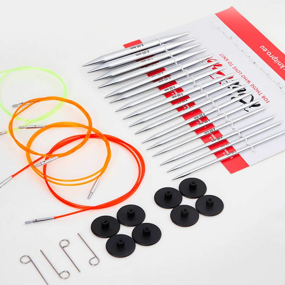 10613 (10616) Набор съемных спиц Nova Metal, 3,5-8мм,16шт, хромированная латунь, серебро, KnitPro