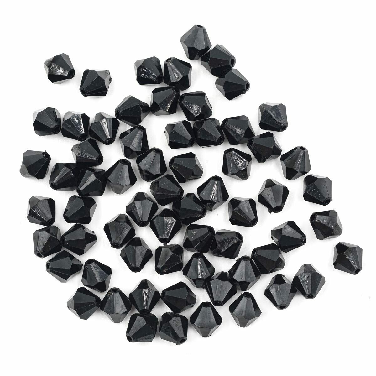 2018 Бусины пластиковые, акрил, прозрач. в цвете, граненый биконус, 10мм, 25гр, Astra&Craft (90 черный)