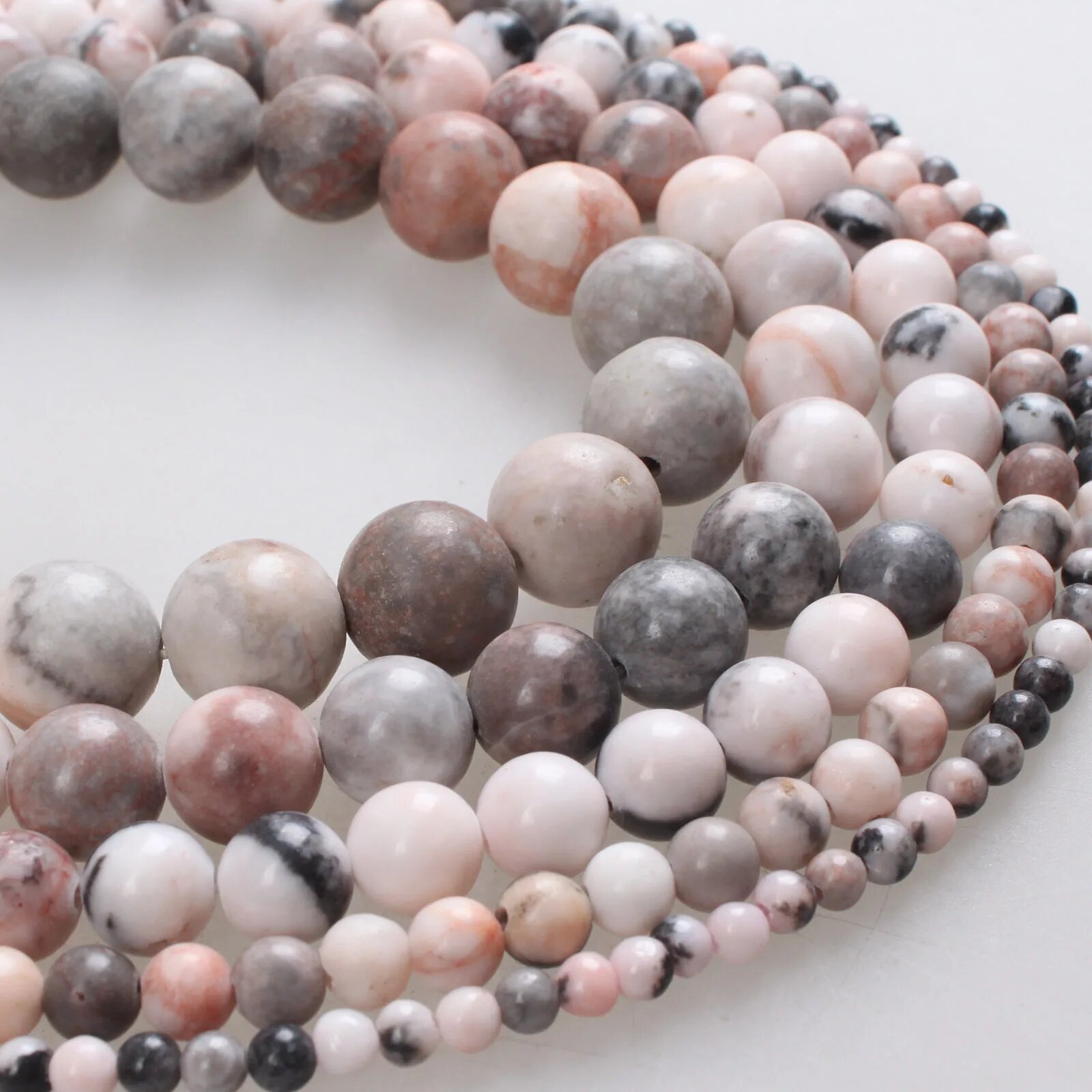 Бусины из розовой зебры яшмы 4-12 мм 4mm around 91beads