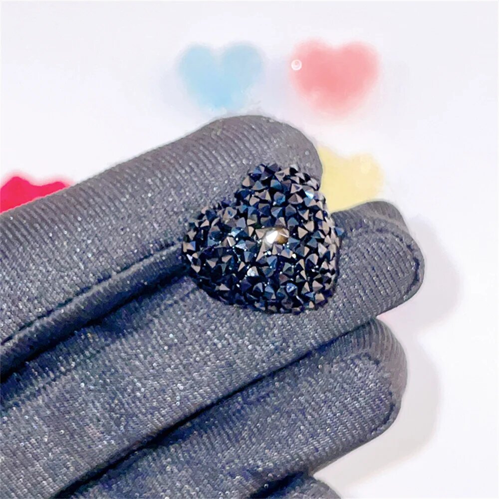 Кольцо женское сердце, черный, Color: Темно-синий, Color: hei