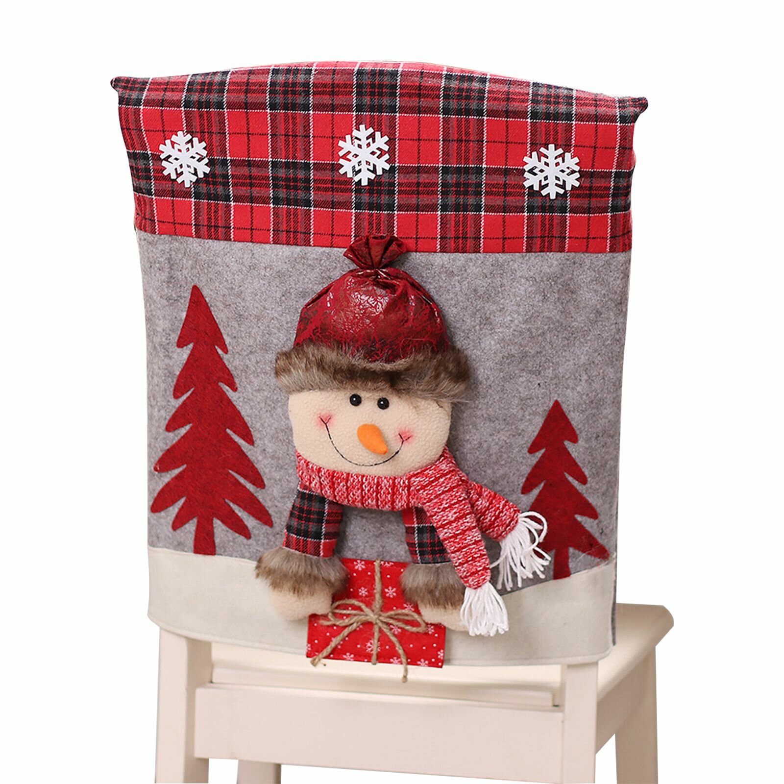 Рождественские чехлы на стол и стулья, чехлы на стулья из искусственной кожи с 3D мультяшными куклами Санта-Клауса, акценты рождественского домашнего декора