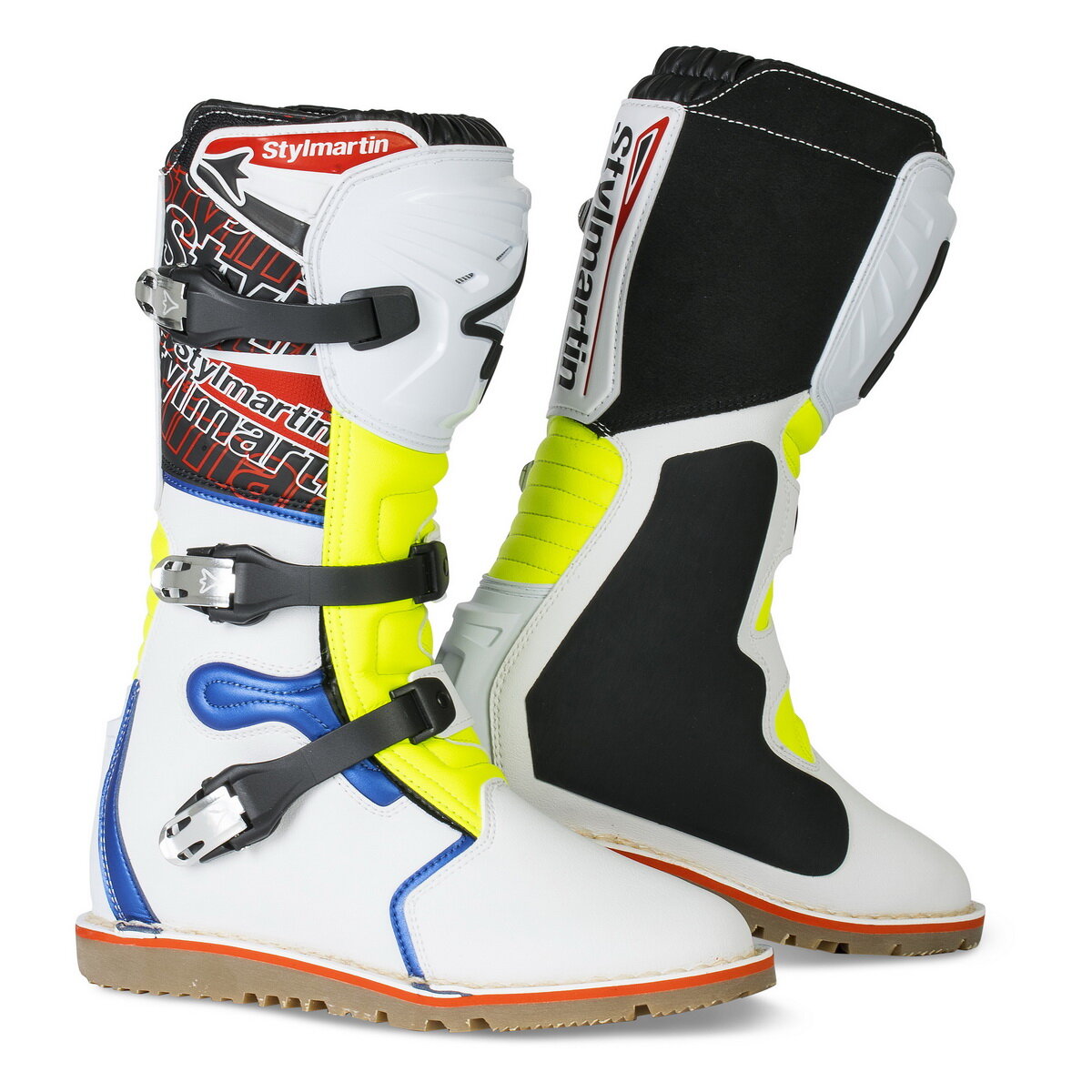 STYLMARTIN Мотоботы IMPACT PRO WP, цвет Белый/Синий/Желтый, Размер 42