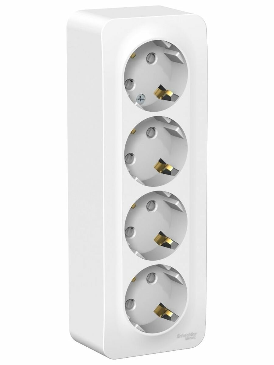 Розетка Systeme Electric BLANCA 4-я с заземл. со шторками с изол. пласт. 16А 250В белый BLNRA011411
