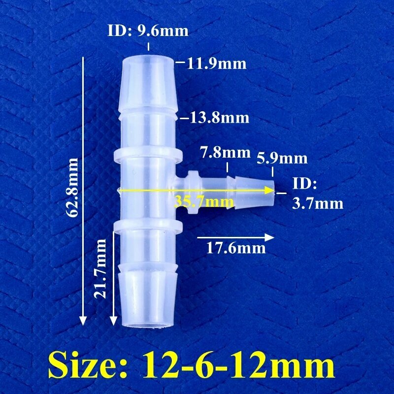 SgooHan пластиковый редукционный тройник для садового полива 12-20 до 4-16 мм 12-6-12mm, 5 Pieces