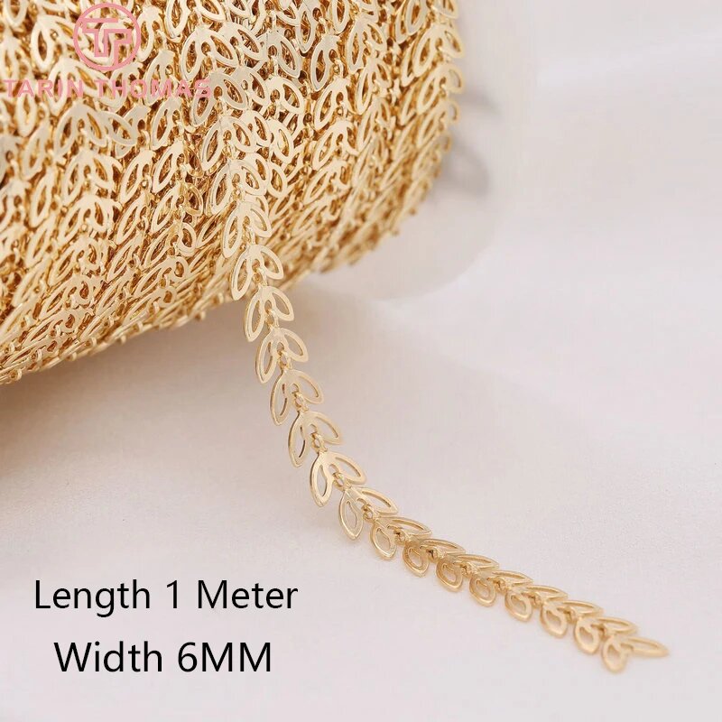 Латунная цепь 1 метр, ширина 6 мм, цвет 4308-1 Meter