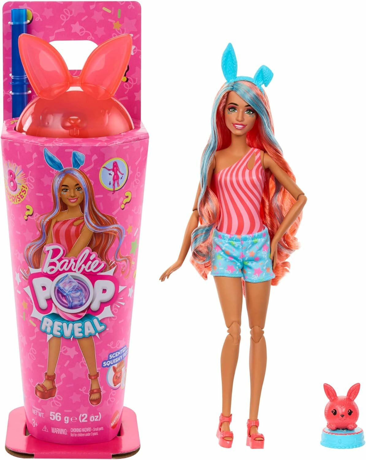Кукла Mattel Barbie Pop Reveal серия Shake Вечеринка с животными- Ароматная кукла кролик с сюрпризами - Барби JCN87
