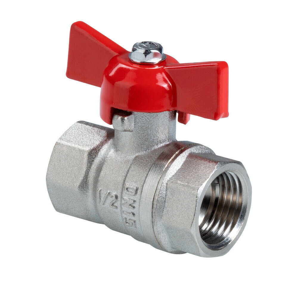 Кран шаровой латунный Valtec 3/4 ВР(г) х 3/4 ВР(г) полнопроходной бабочка прямой (VT.122. N.05)