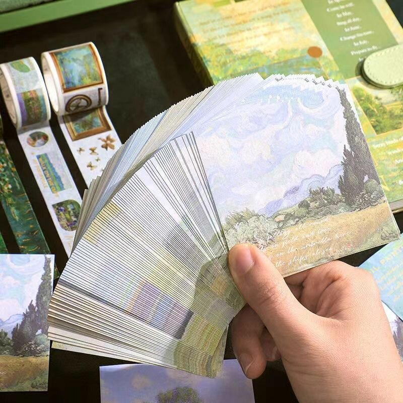 Блокнот, подарочный набор с самоклеящимися заметками, наклейками и закладками, серия классических масляных картин, МонеKOMOER