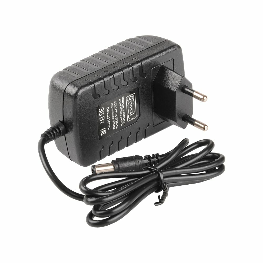 Источник постоянного напряжения с вилкой для светодиодной ленты General Lighting Systems 36Вт 110-240В IP20 GDLI-36-A-IP20-12 510003