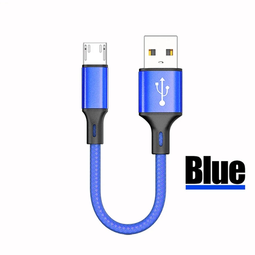 Синий Micro USB кабель 25 см для Android