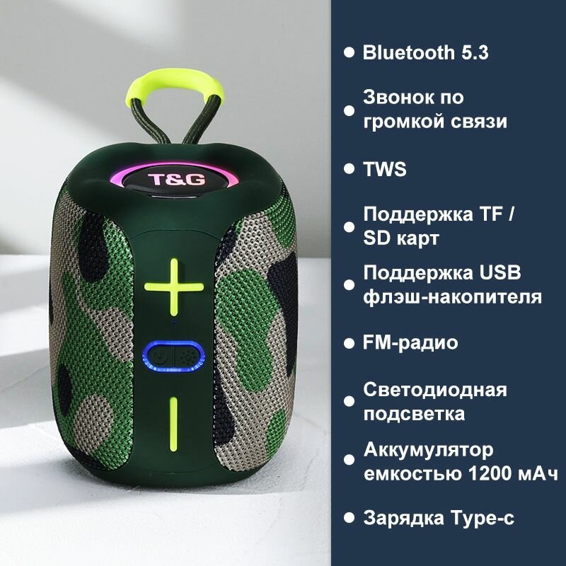 Портативная Bluetooth-колонка наружные мини-колонки TWS сабвуфер с поддержкой Bluetooth -вызова FM-радио, USB и SD-карт подключи и играй