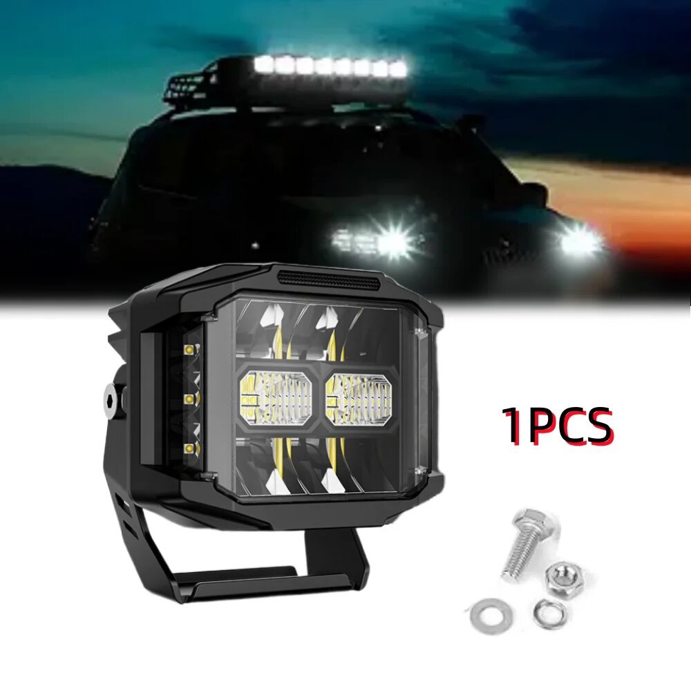 1 шт. автомобильный 5-дюймовый трехсторонний светильник, светодиодный рабочий свет, прожектор, фара DRL для мотоцикла, грузовика, внедорожный автомобильный аксессуар, противотуманная фара 1 PCS - White