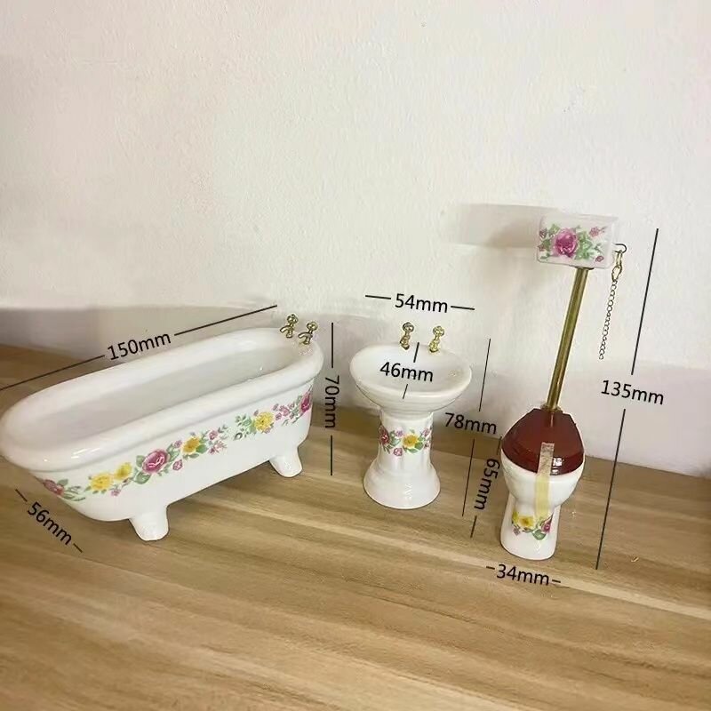 Мебель для ванной кукольного домика 13,5x5x7см