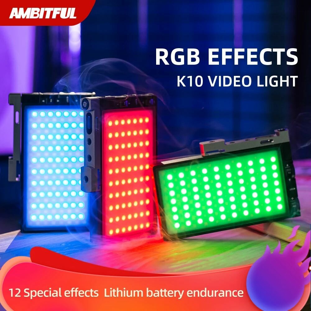 AMBITFUL K10 RGB 2500K-8500K Полноцветный светодиодный видеосвет с регулируемой яркостью