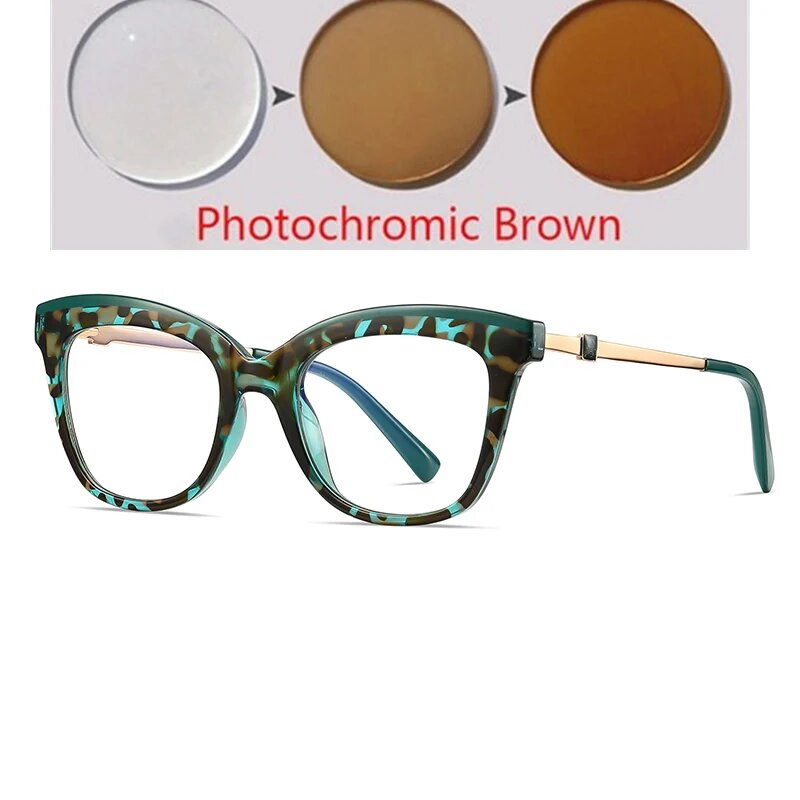 Очки для зрения кошачий глаз, фотохромные коричневые, -4.5, оправа Photochromic Tea C3