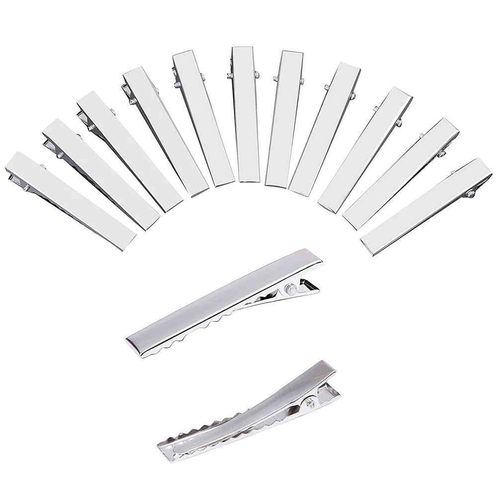 Металлические основы для заколок 32/40/45/55/75 мм Белый, 40mm, Silver