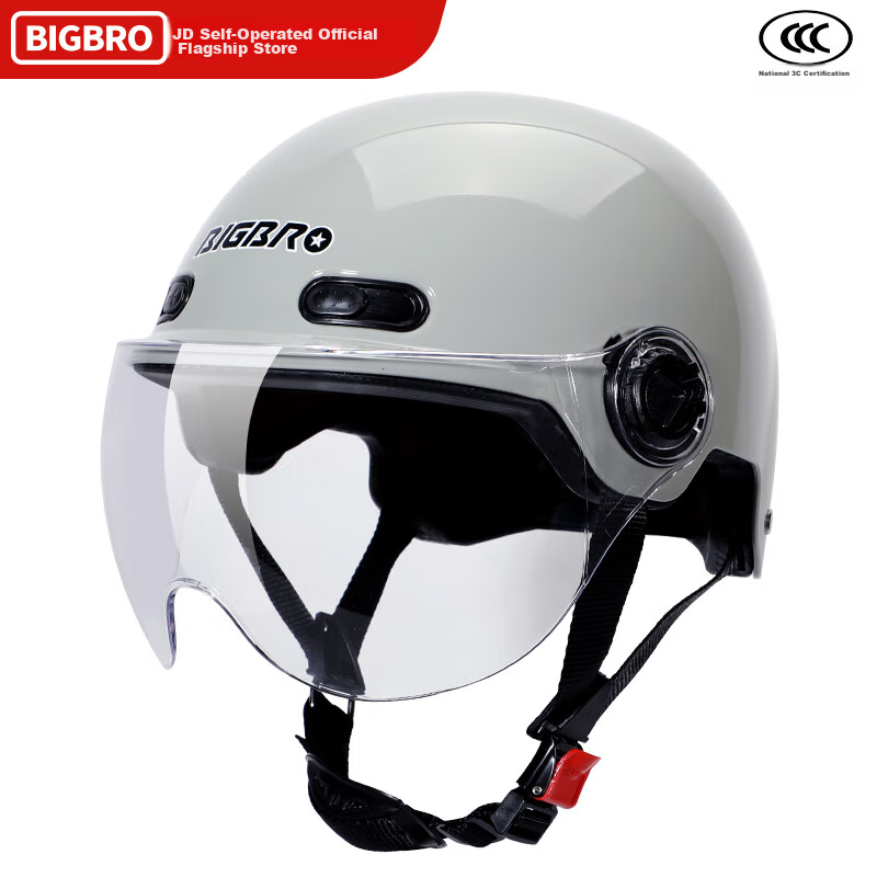 BIGBRO 008 Cement Gray 3C Motorcycle And Electric Scooter Helmet for Men And Women, Summer Sun Protection, All-Season Universal Electric Scooter Summer Helmet