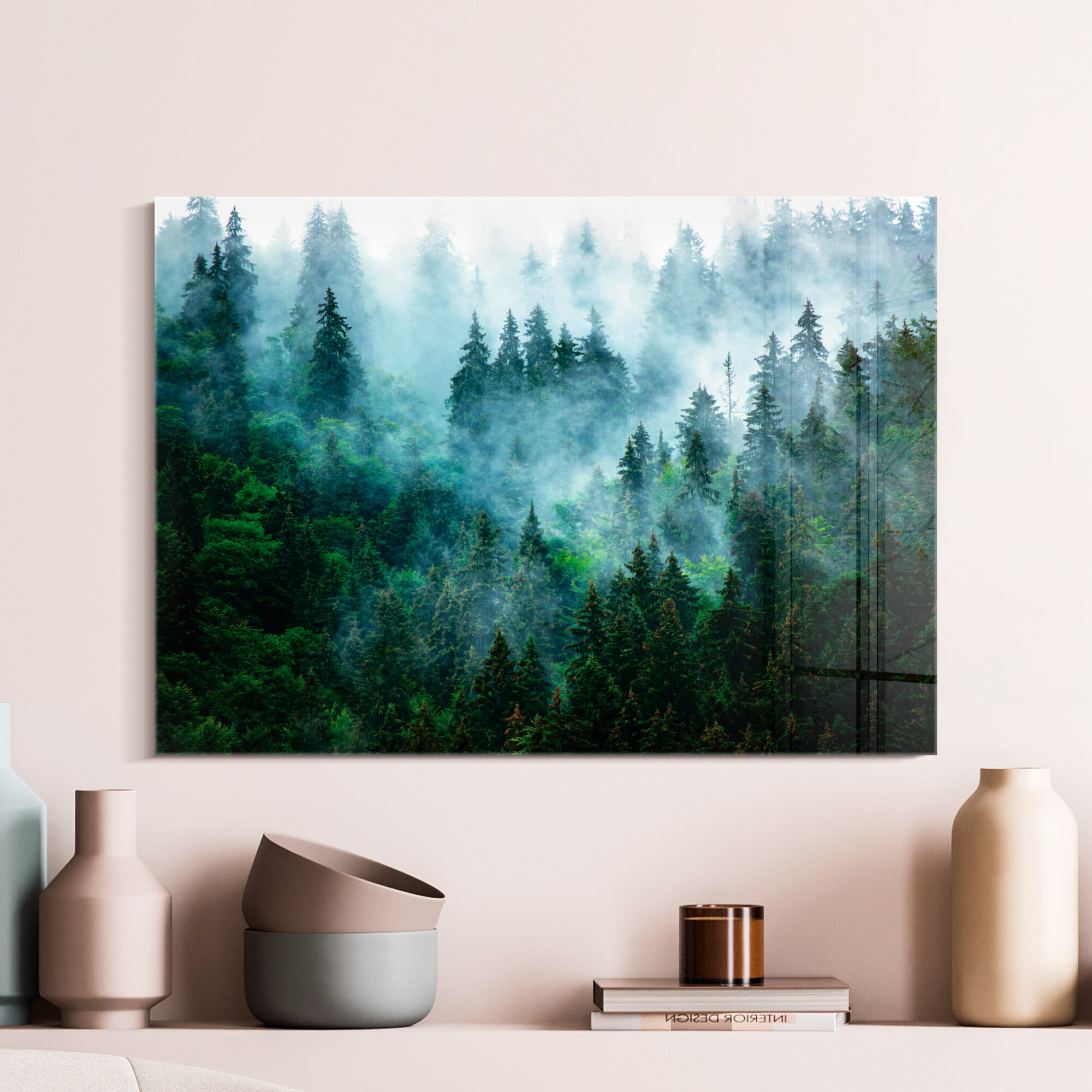 Картина Postermarket "Туманный лес", стекло, цифровая печать,50x70 см