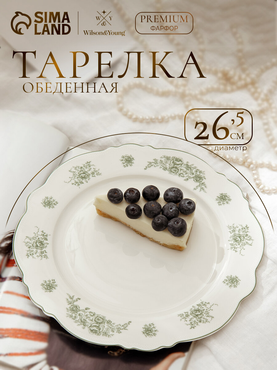 Тарелка для сервировки стола Wilson&Young Emerald Essence, диаметр 26.5 см, материал: фарфор, цвет: белый