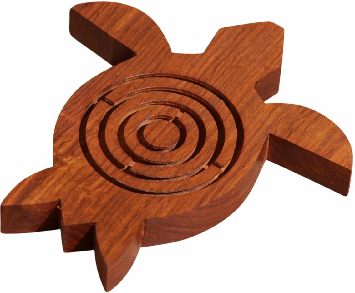 Развивающая головоломка-лабиринт "Черепашка" из дерева шишам, игра-лабиринт на развитие мышления и логики