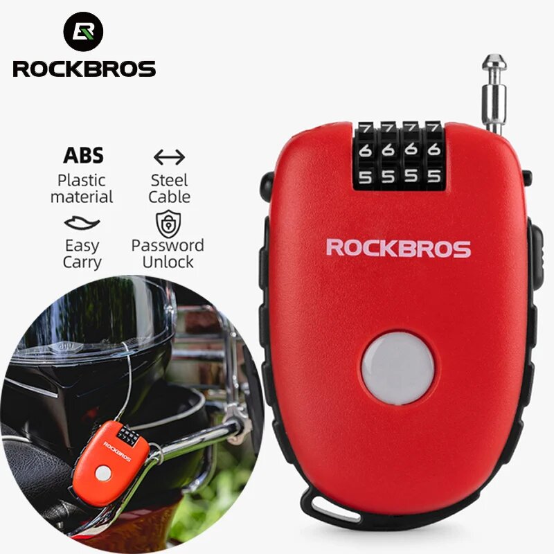 ROCKBROS телескопический замок для мотоцикла, противоугонный замок для мотоцикла, трос, замок для шлема, цепь, скутер, велосипедный замок с паролем, аксессуары для велосипеда