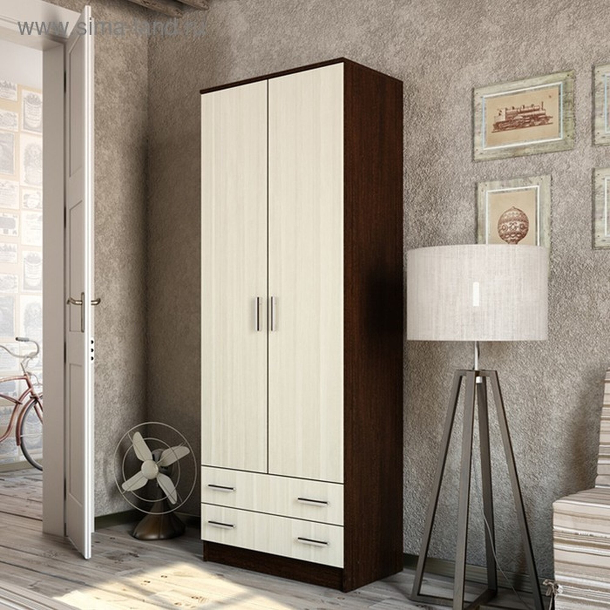 Шкаф Сима-ленд "Дуэт", двухстворчатый, ЛДСП, 800x480x2200 мм, Венге/Лоредо