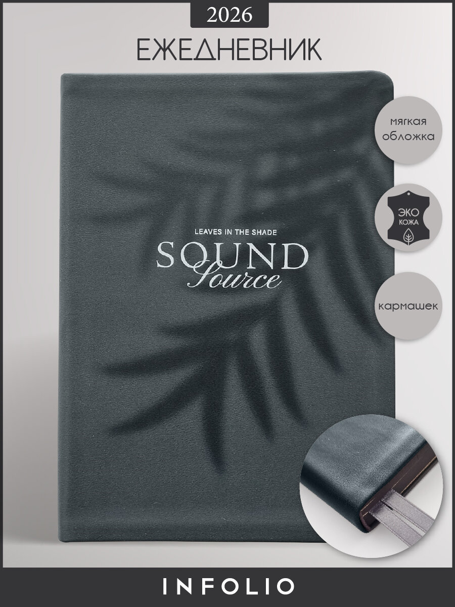 Датированный ежедневник 2026 INFOLIO "Shadow" А5 на 176 листов, мягкая обложка из экокожи