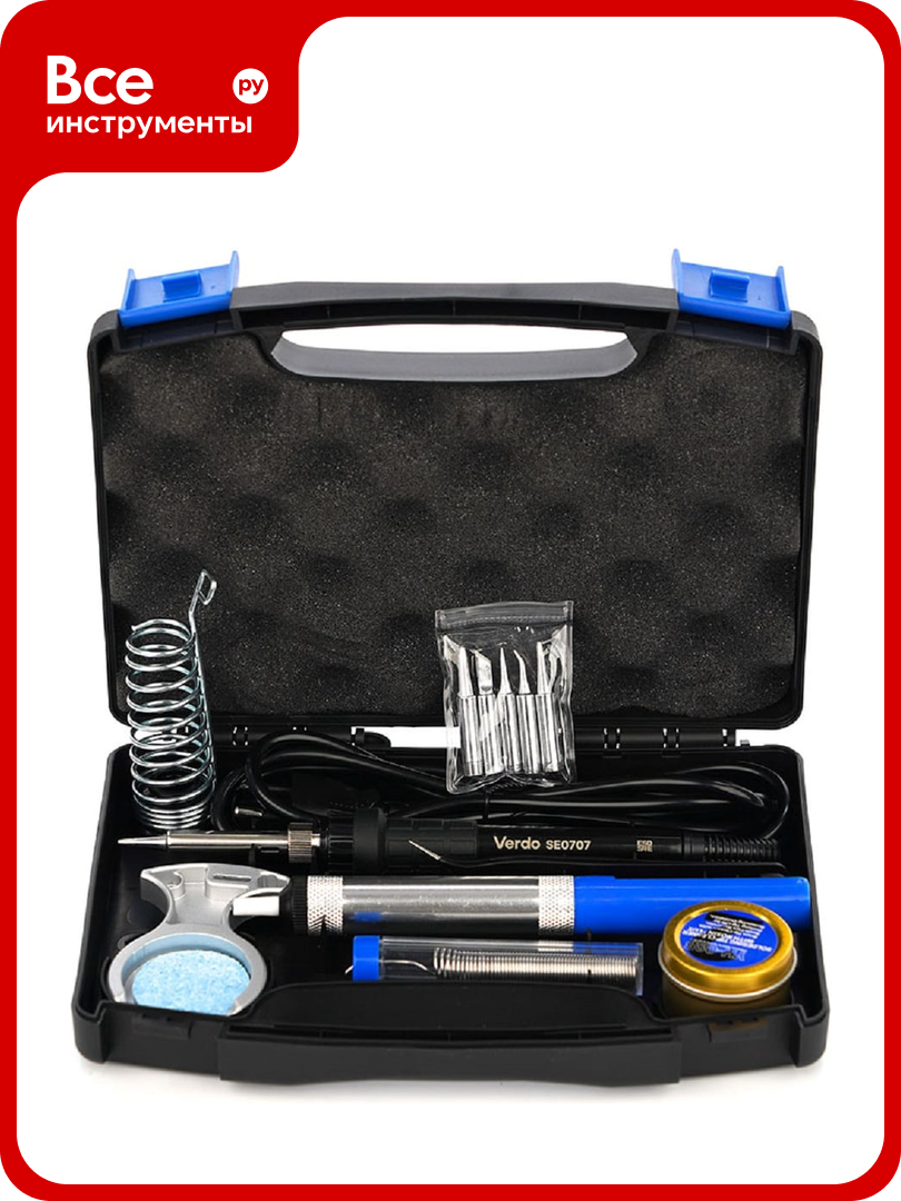 Паяльный набор профессиональный VERDO SE0203 13 предметов, керамический нагреватель 60 Вт, для профессионалов
