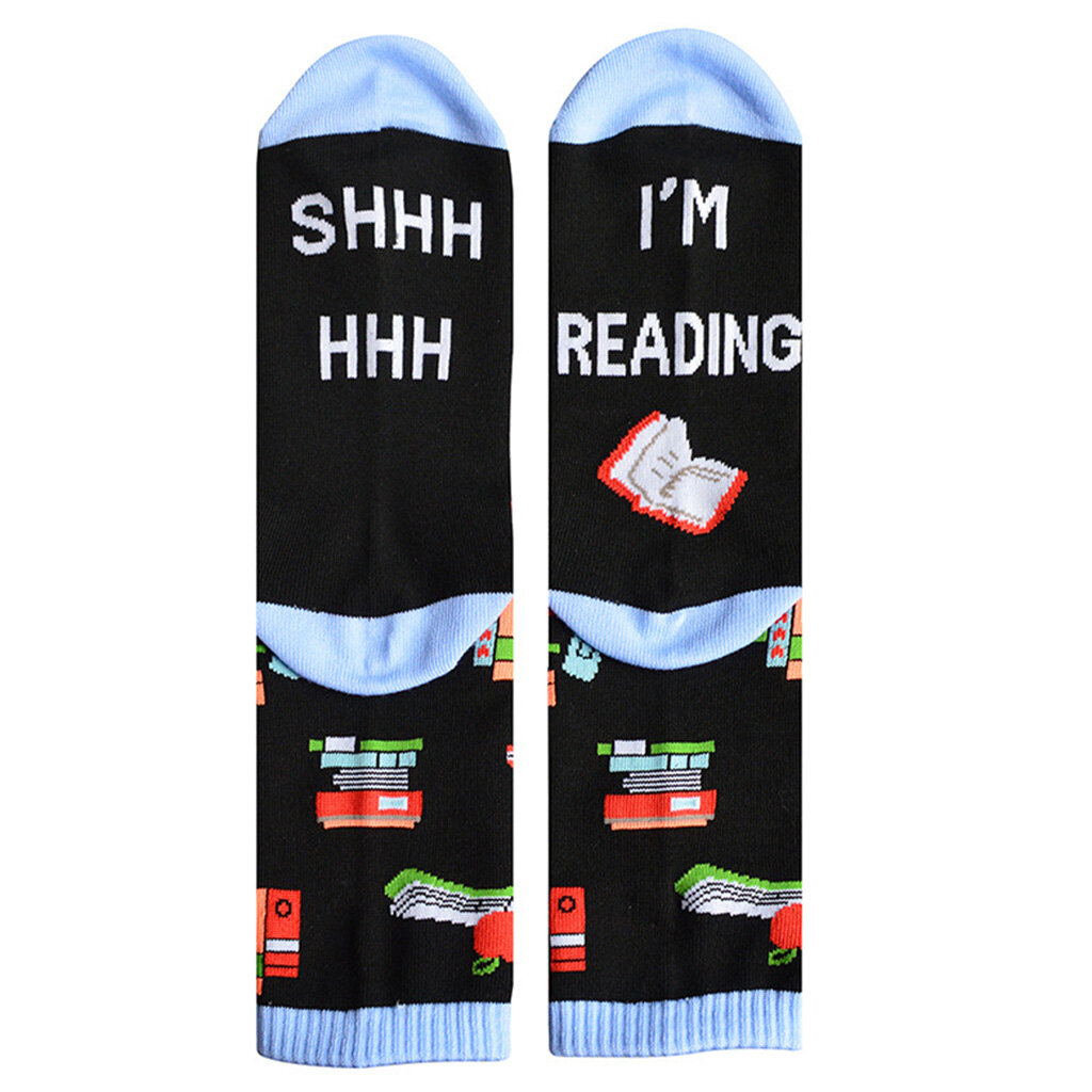 Unisex Funny Saying Novelty Socks Shhh I Reading Books Tube Hosiery