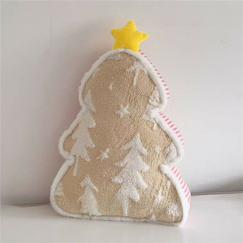 Подушка новогодняя елка мягкая для дивана кровати украшение и подарок желтая