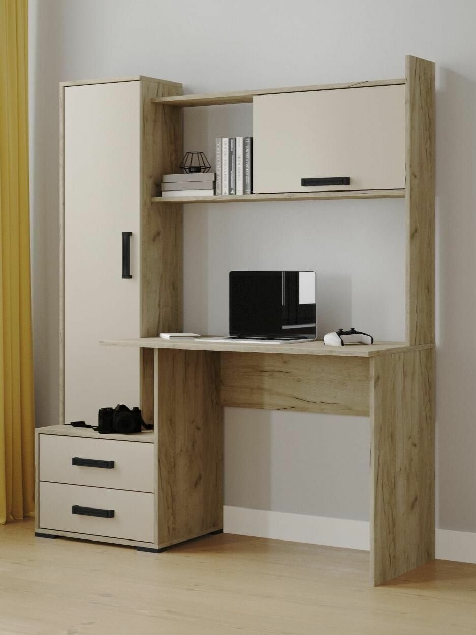 ARNIKA Компьютерный стол Квартет-9, Дуб крафт серый, кашемир