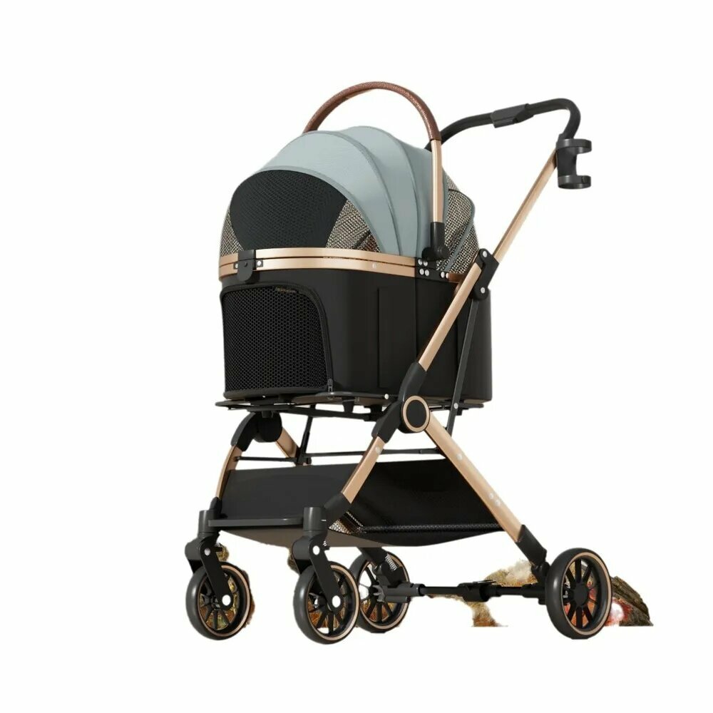 Детская коляска для собак с зимним комплектом для снега, складная, серый, до 25 кг