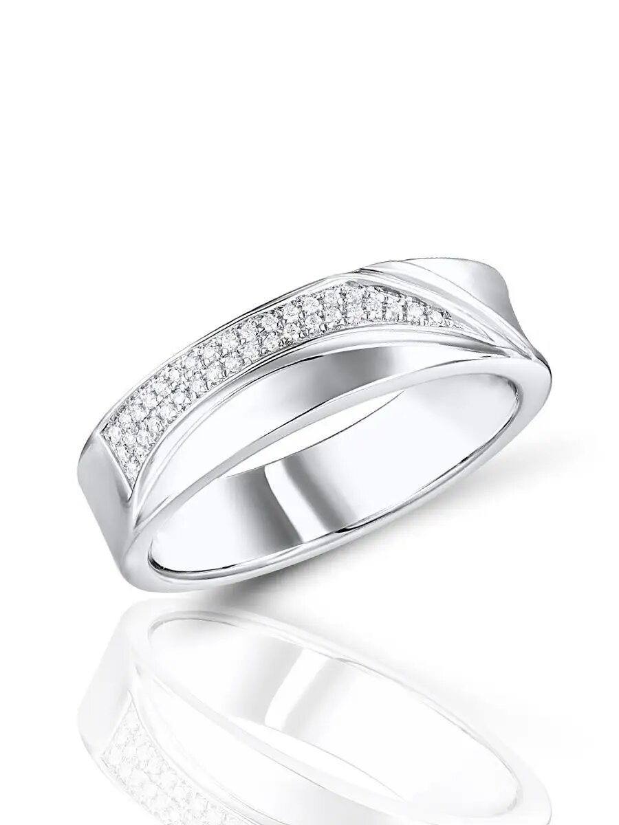 Кольцо, серебро, 925 проба, бриллиант