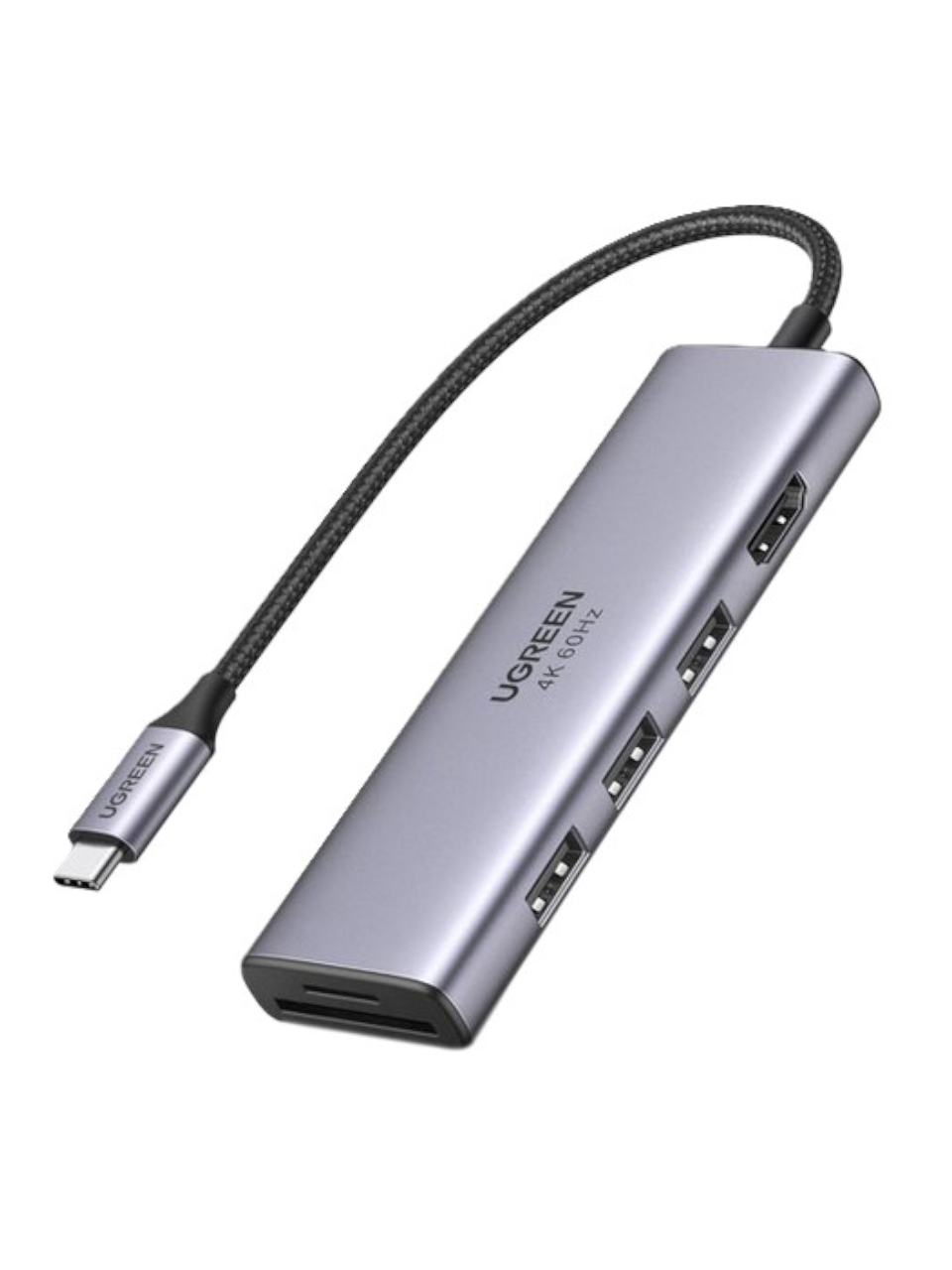 Концентратор UGREEN CM511 USB-C to HDMI+2*USB-A 3.2+2*USB 3.2 C+PD Power Converter, цвет: серый