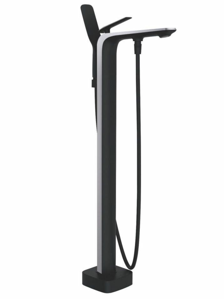 Напольный смеситель для ванны Rose с душем, черный