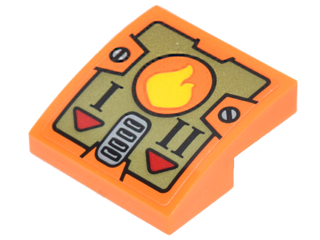 Slope, Curved 2 x 2 x 2/3 with Flame, Red Arrows and 'I' and 'II' on Olive Green Panel Pattern (Sticker) - Set 70592, 15068pb089 Orange U