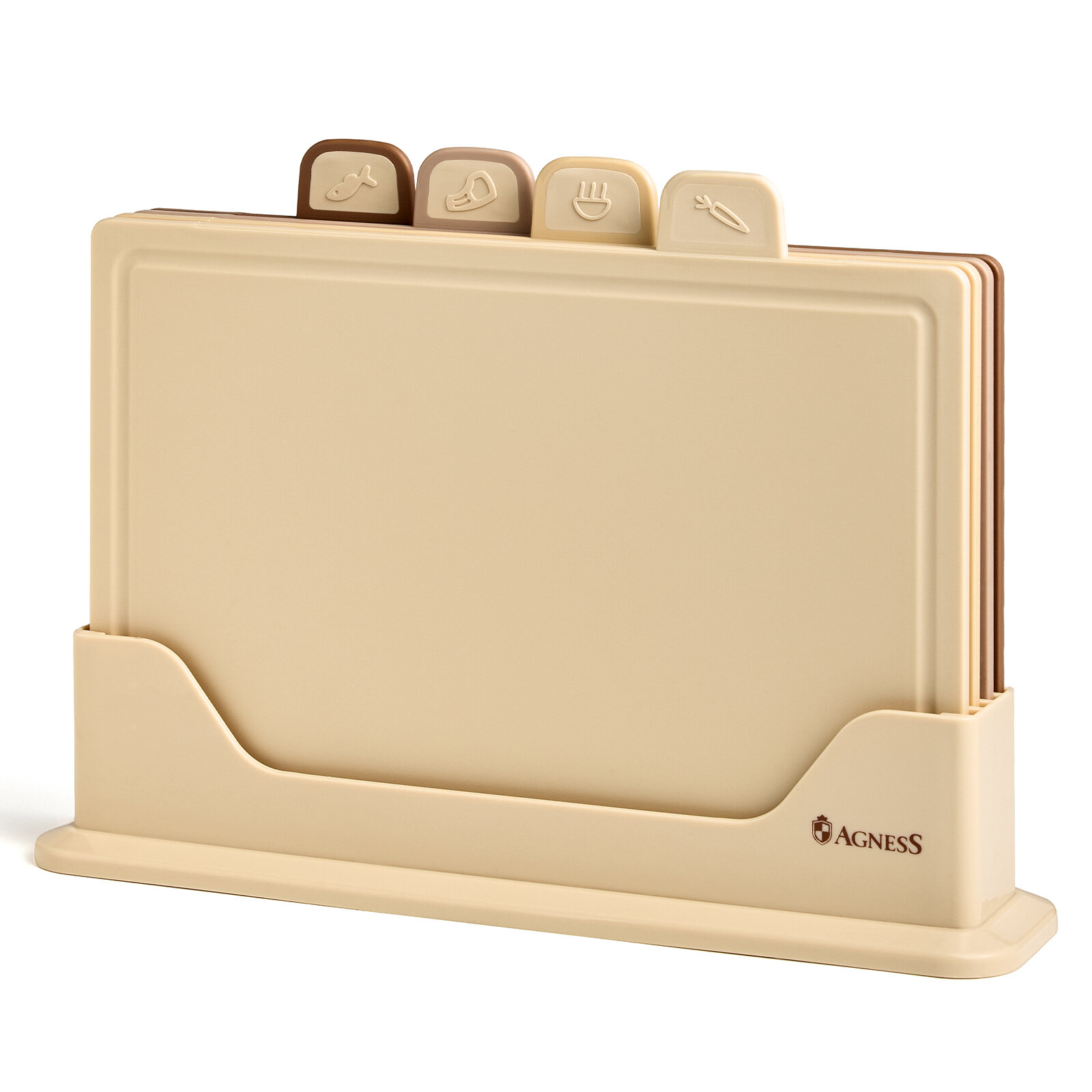 Набор agness из 4 досок на подставке, цвет: бежевый KSG-671-216